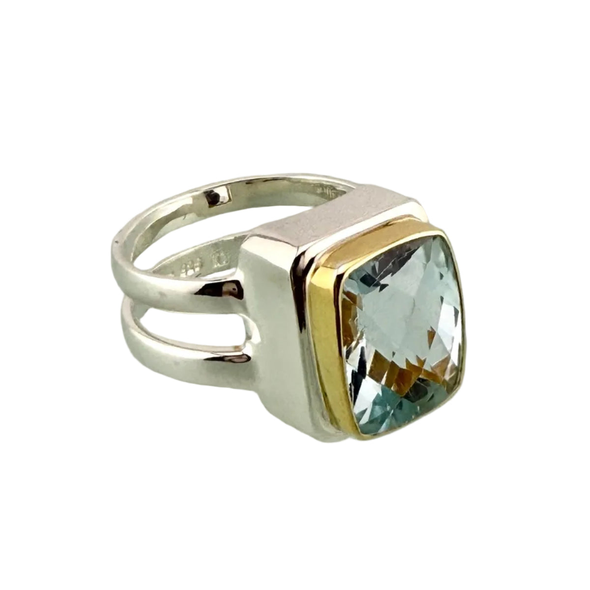 Sky Blue Topaz Split Ring — Fusion Art Glass & Fine Jewelry
