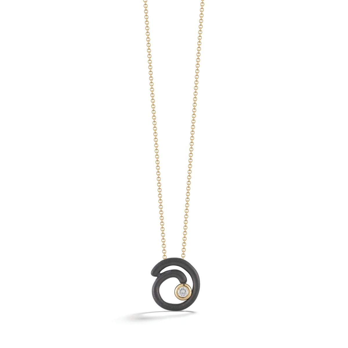Scribble Shadow Black Curl Pendant Necklace — Fusion Art Glass & Fine ...